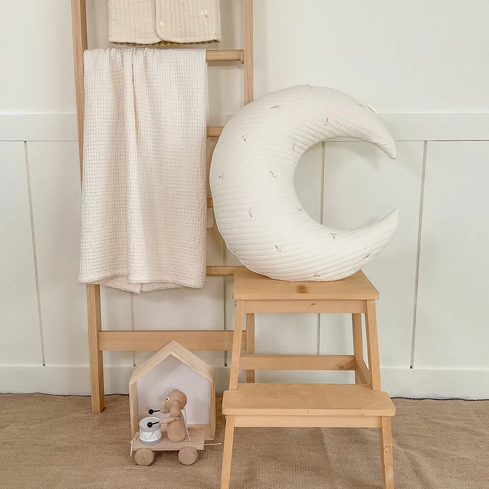 One Fine Baby - Moon Pillow in White Daisy